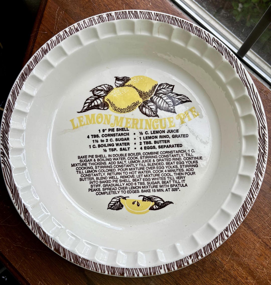 Vintage Royal China 1983 Lemon Meringue Recipe Ceramic Pie Plate - Etsy