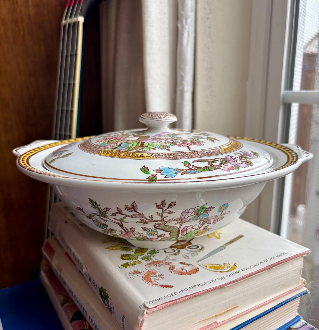 Washington Pottery Indian Tree Pattern Covered Vegetable Dish/tureen - Etsy