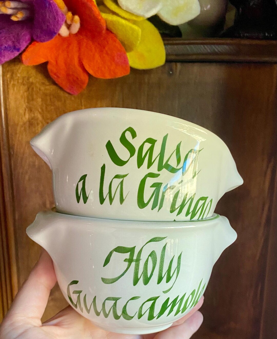 Salsa a La Gringo and Holy Guacamole Calligraphy Serving Bowls - Etsy