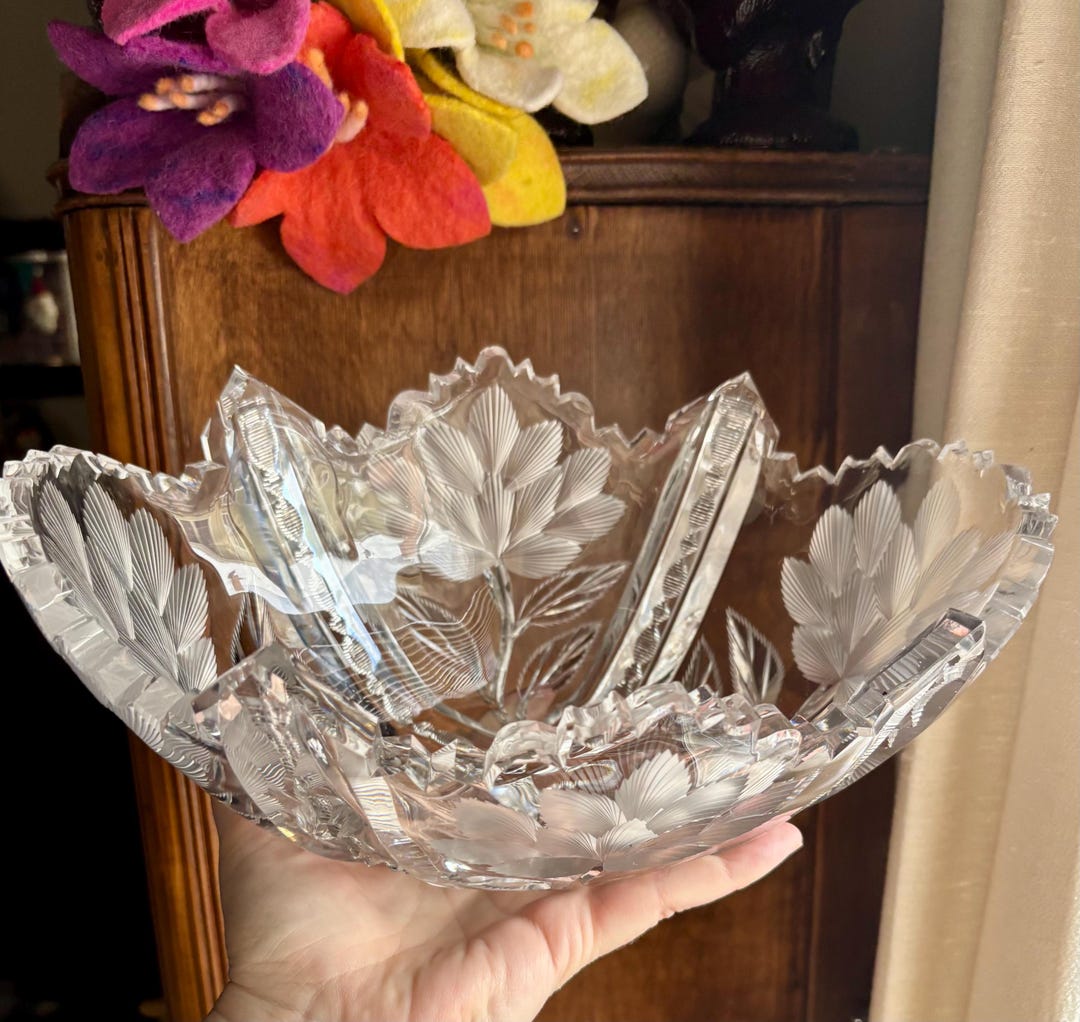 Beautiful ABCG Libbey Cut Glass Oval Bowl Loretta Pattern - Etsy