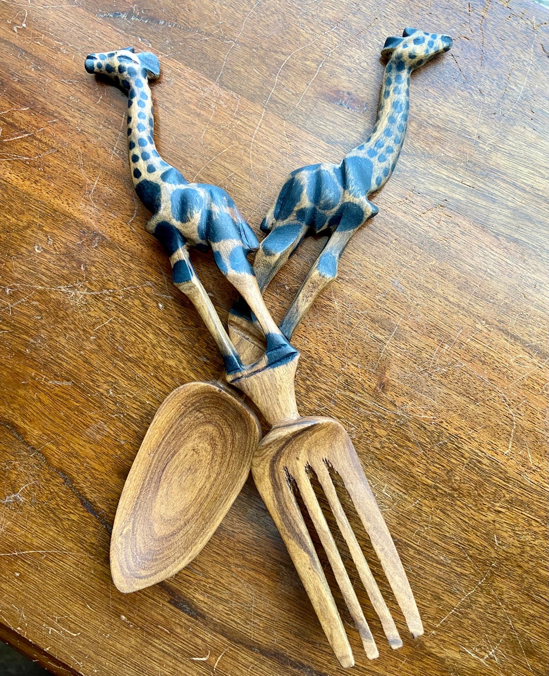 Handcarved Wooden Giraffe Salad Tongs - Etsy