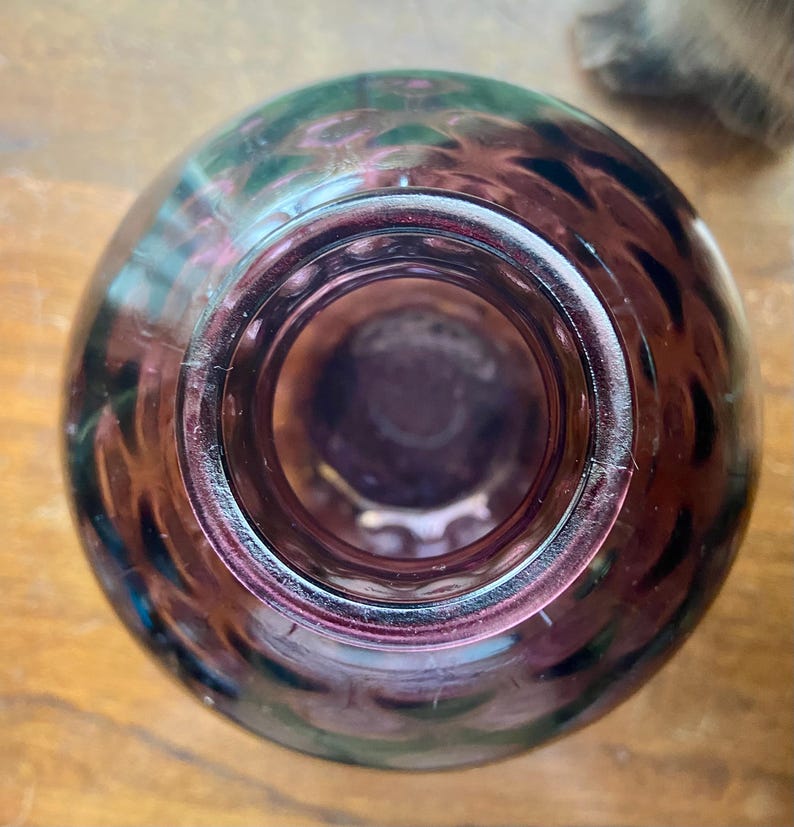 Vintage Wheaton Ware Purple Honeycomb Inverted Optic Prism Glass Vase 8 ...