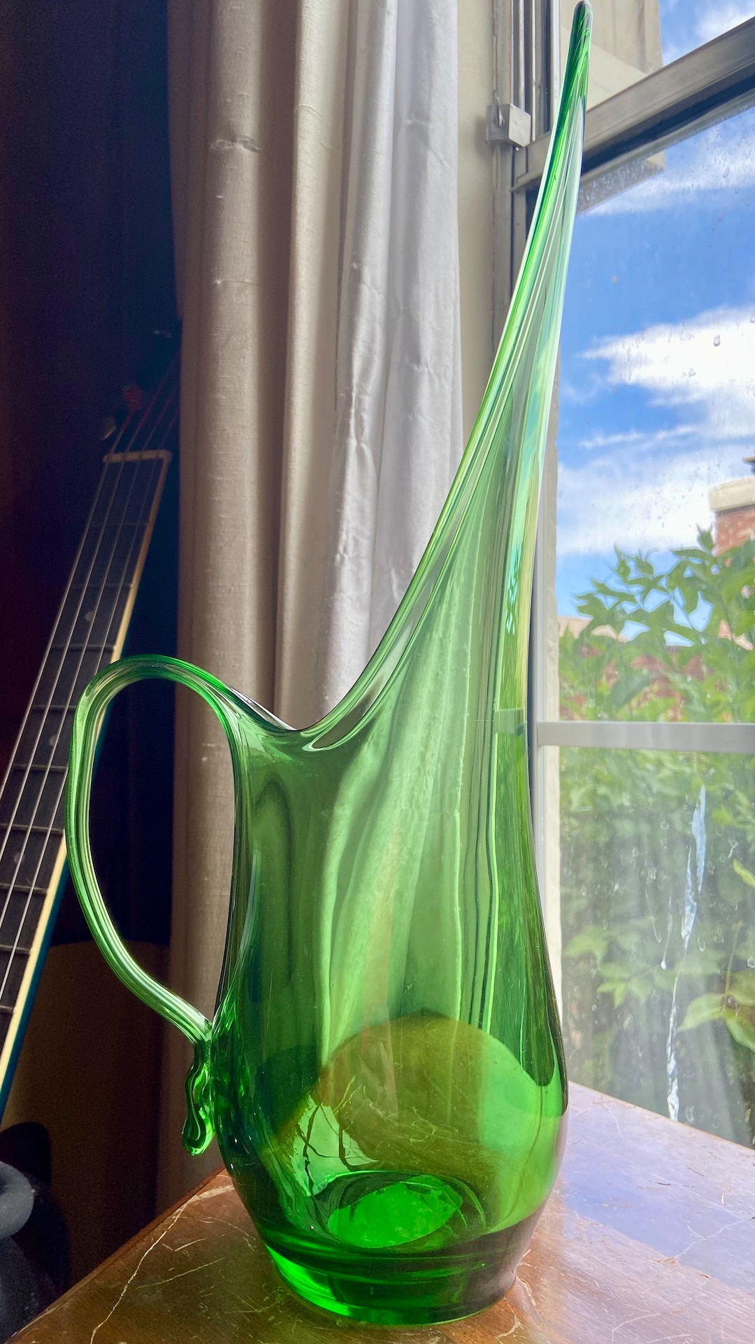 Gorgeous Vintage Viking Glass Swung Pitcher Emerald Green - Etsy