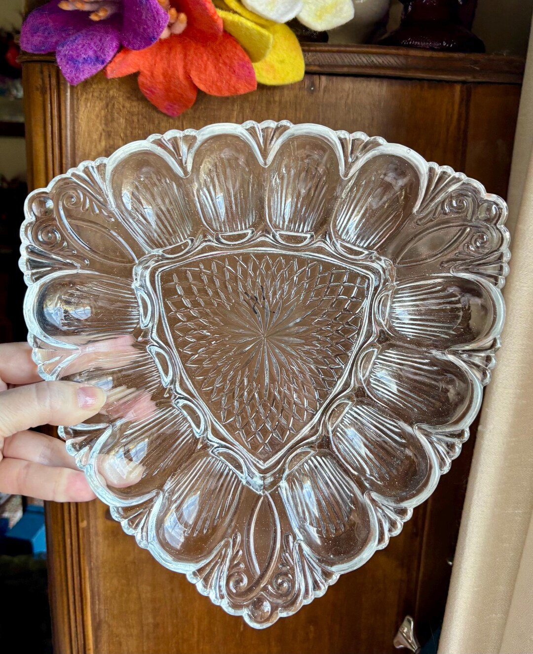 Vintage L.E. Smith Glass Company 429 Triangle Deviled Egg Tray - Etsy
