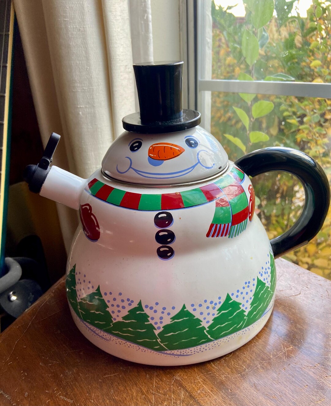 Vintage Roshco Snowman Tea Kettle Porcelain Enamel on Steel 3 Quart - Etsy