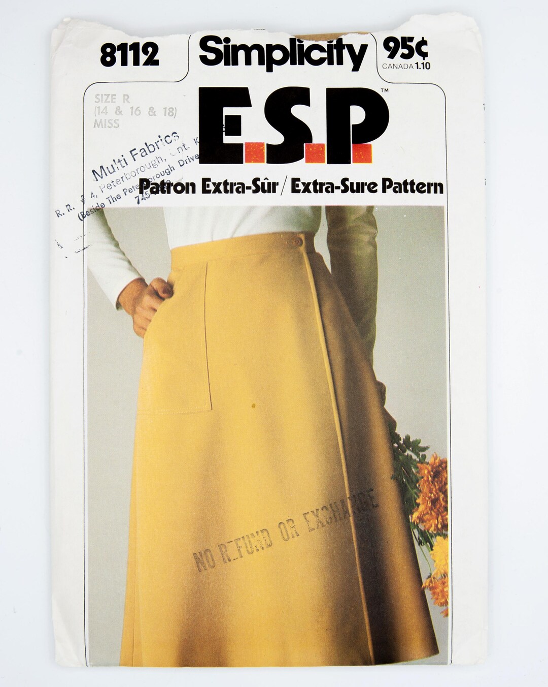 Simplicity Sewing Pattern 8112, Misses' Mock-wrap Skirt, ESP, Vintage ...
