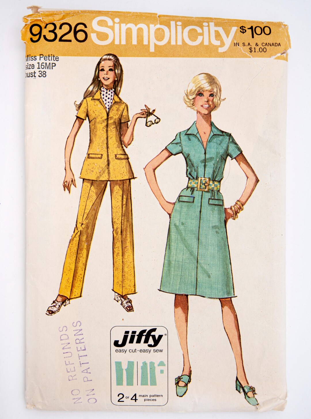 Simplicity Sewing Pattern 9326, Vintage Pattern, Misses' Petite JIFFY ...