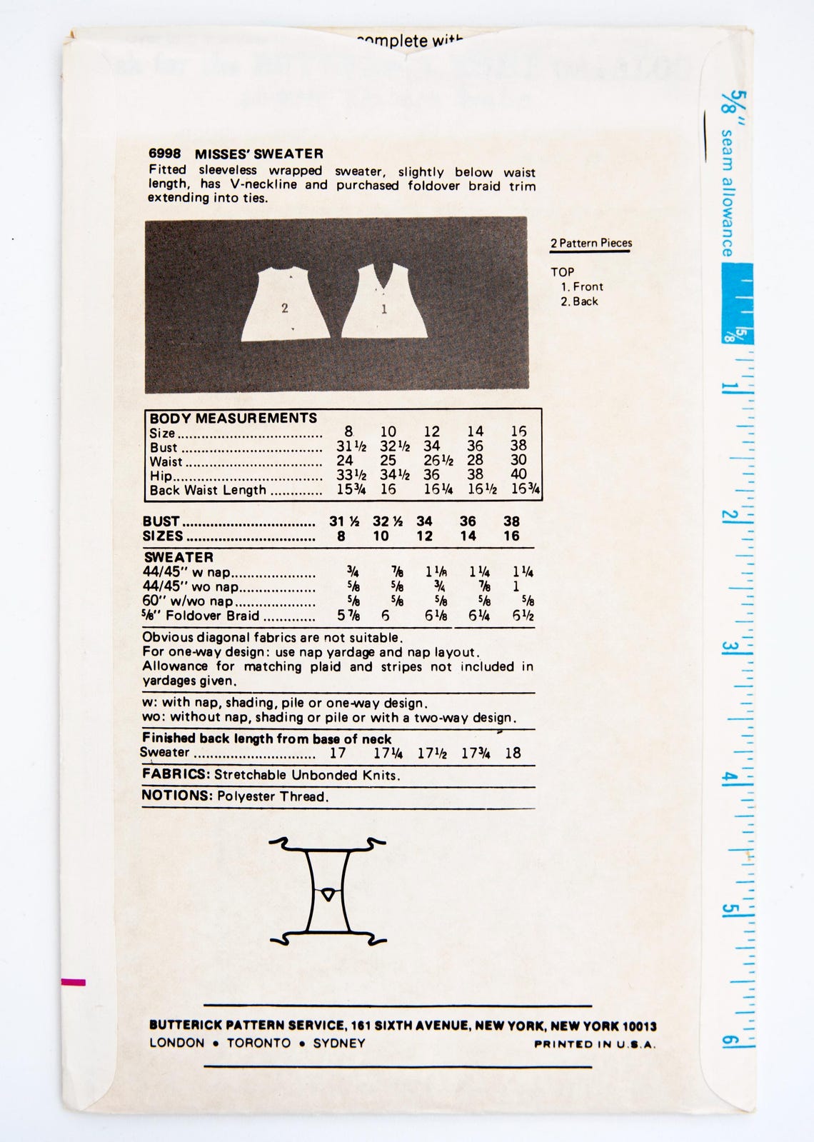Butterick Sewing Pattern 6998, Misses' Skirt, Wrap-and-go Skirt ...