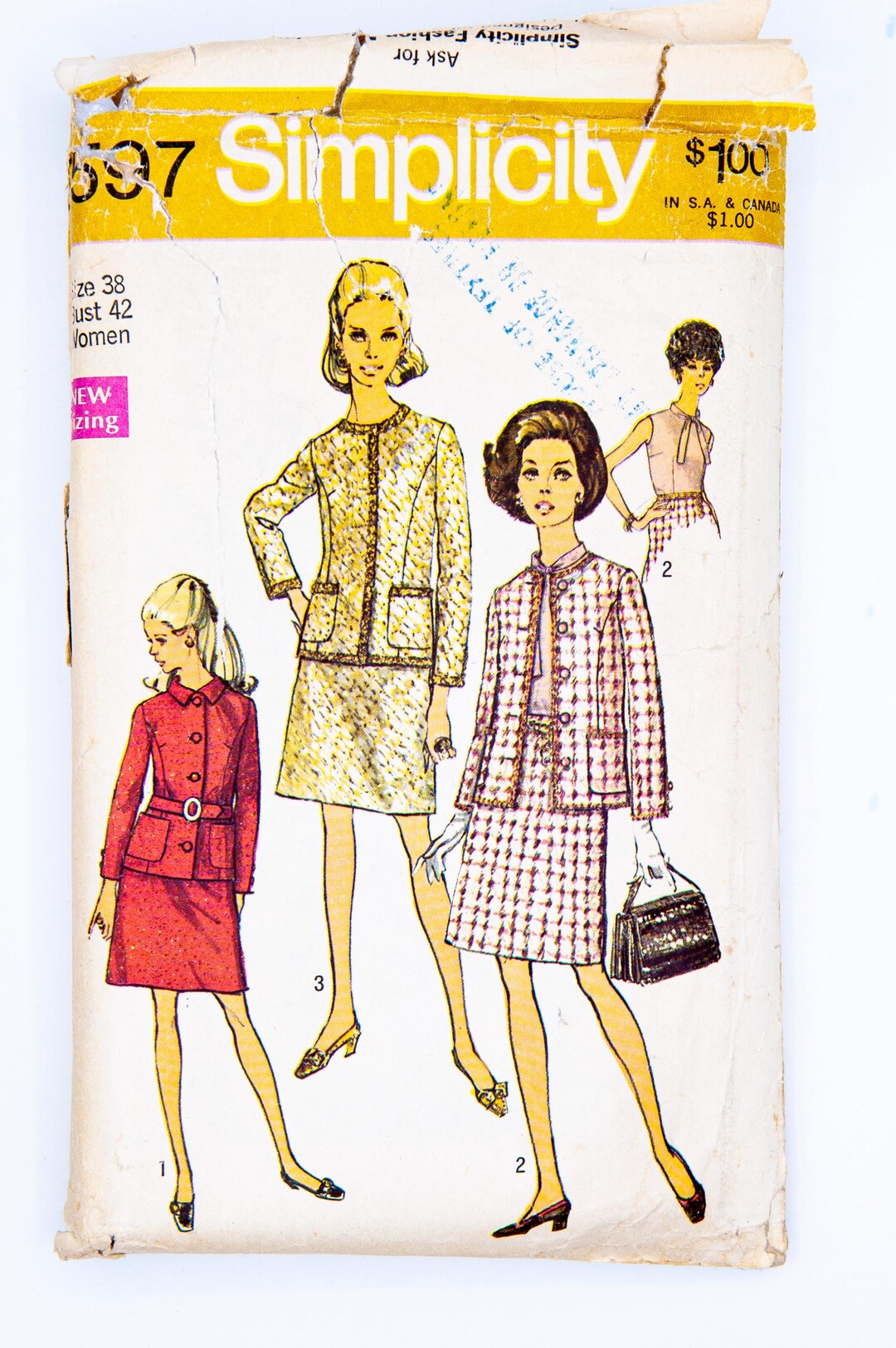 Simplicity Sewing Pattern 8597, Misses' Blouse, Jacket, Skirt, Vintage ...
