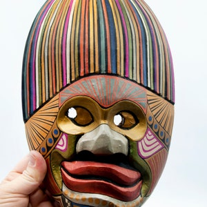 Vintage Hand Painted Wooden Mask, Wooden Face Mask, Wall Art, Wall ...