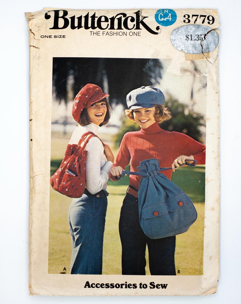 Butterick Sewing Pattern 3779, Vintage Pattern, Misses' Cap, Bag, One ...