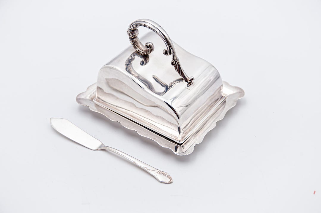Antique Silver Plated Butter Serving Dish With Lid Victorian Silver ...