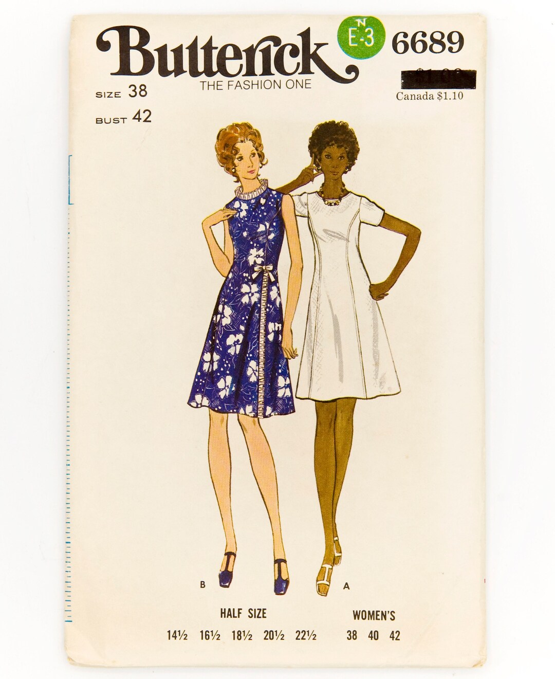 Butterick Sewing Pattern 6689, Vintage Pattern, Misses' Dress, Size 38 ...