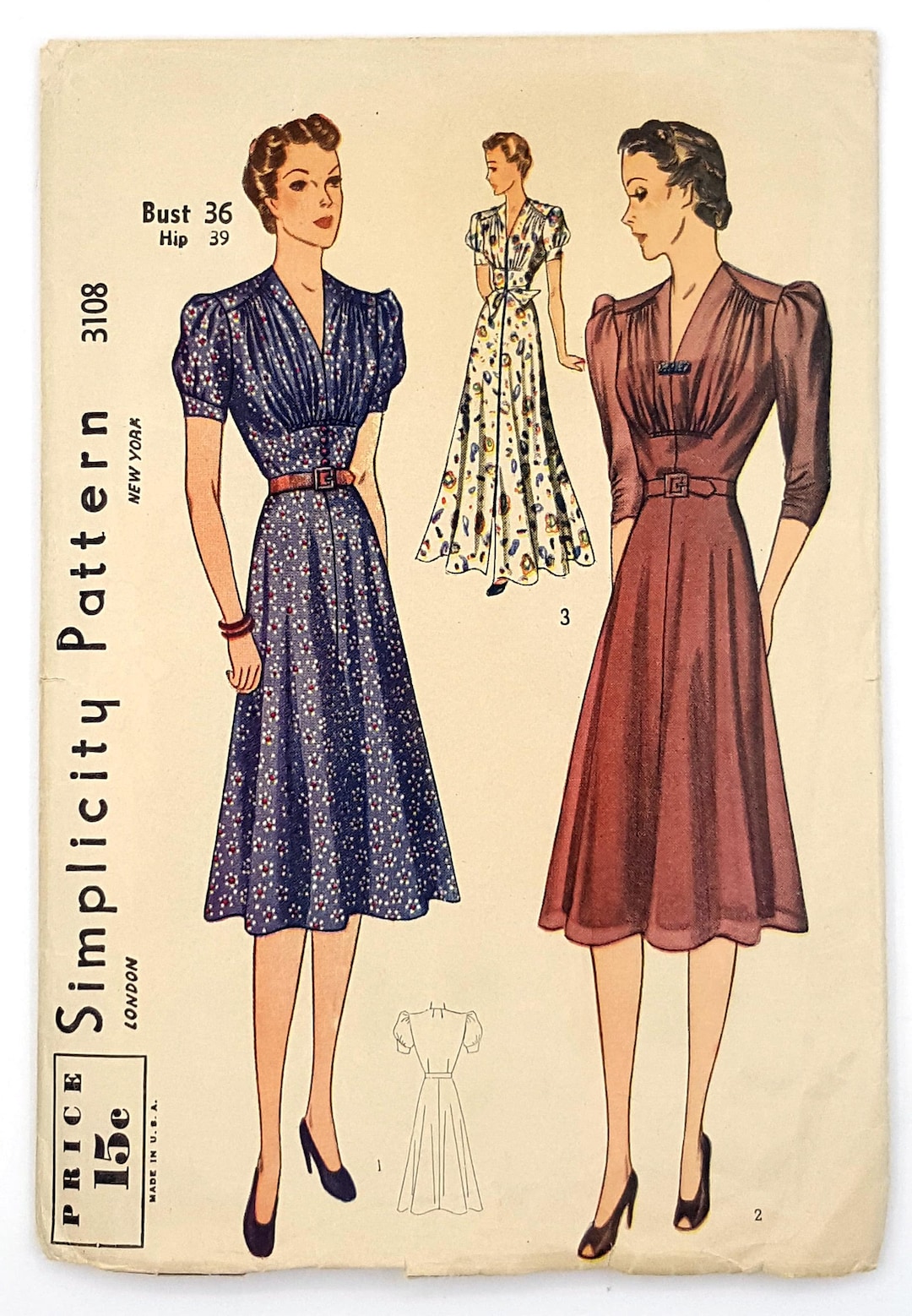 Simplicity Sewing Pattern 3108, Vintage Pattern, Misses' Dress, Ladies ...