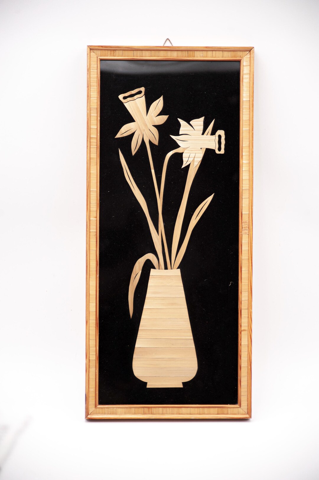 Vintage MCM Straw Artwork, Mid-century Modern Wall Art, Floral Straw ...