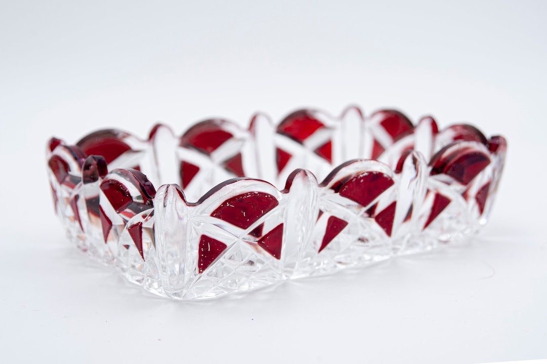 Antique Doyle Glass Ruby Stained Triple Triangle Oblong Serving Dish ...