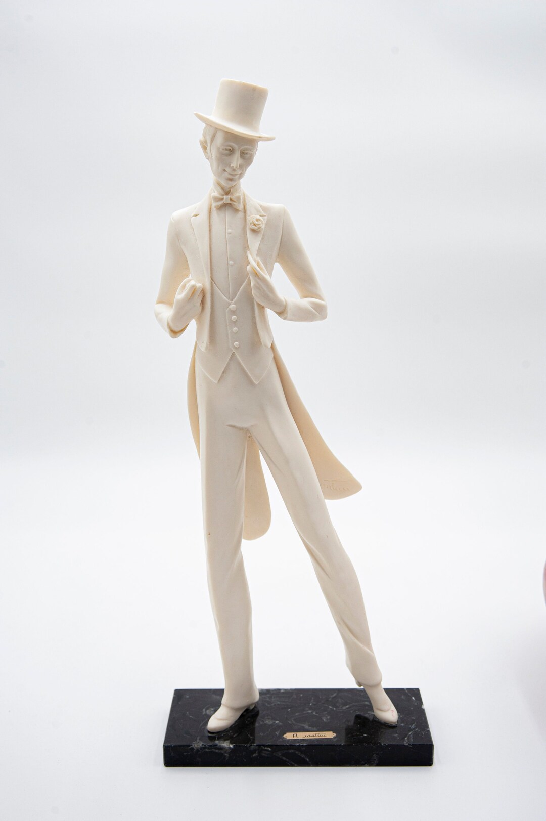 Vintage Statue A. Santini Signed Figurine "gentlemen in Cylinder" Large ...