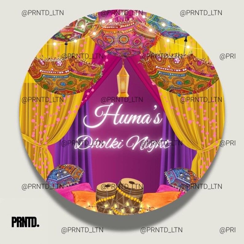 Personalised Dholki, Mehndi, Jaggo Night Purple Glossy Stickers ...