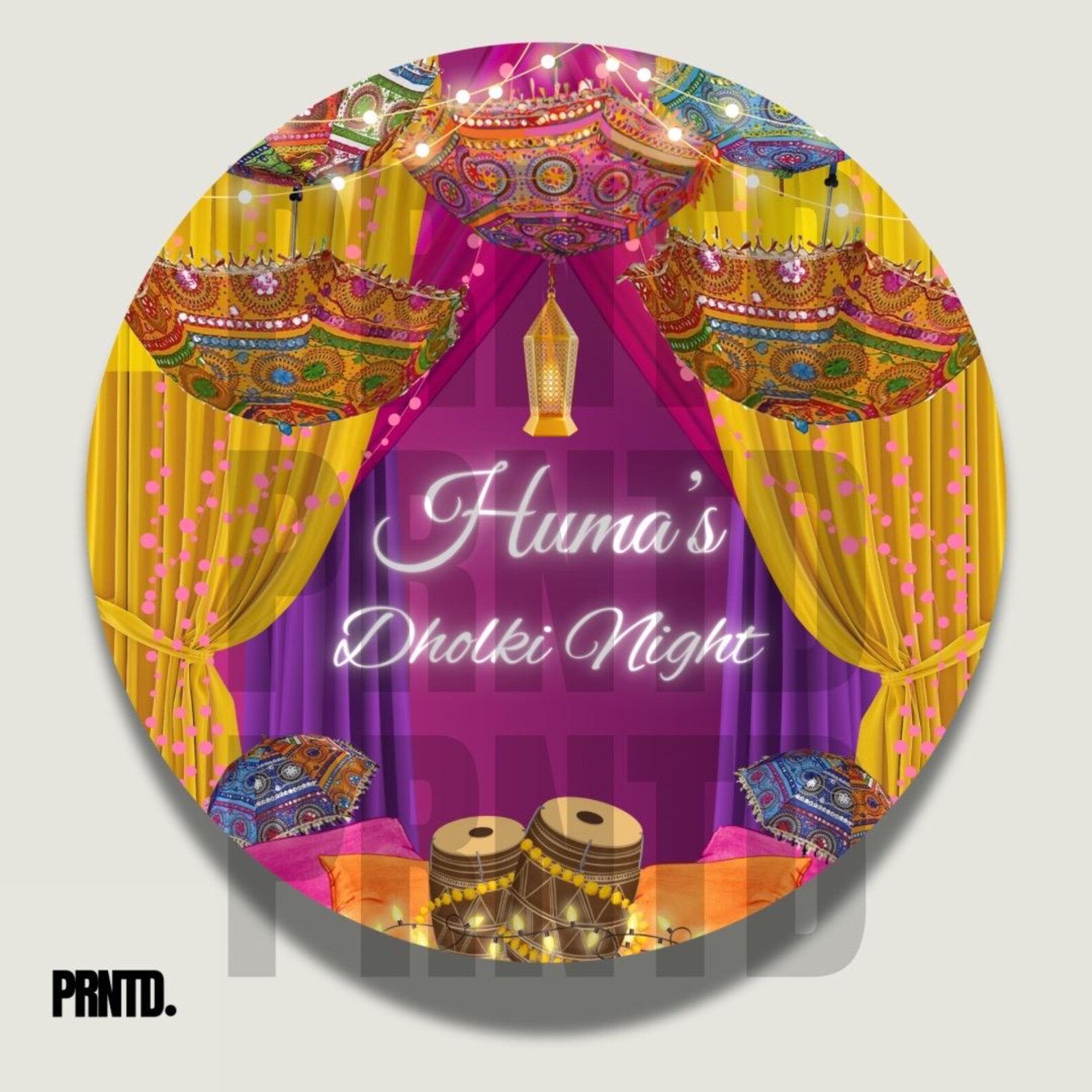 Personalised Dholki, Mehndi, Jaggo Night Purple Glossy Stickers ...