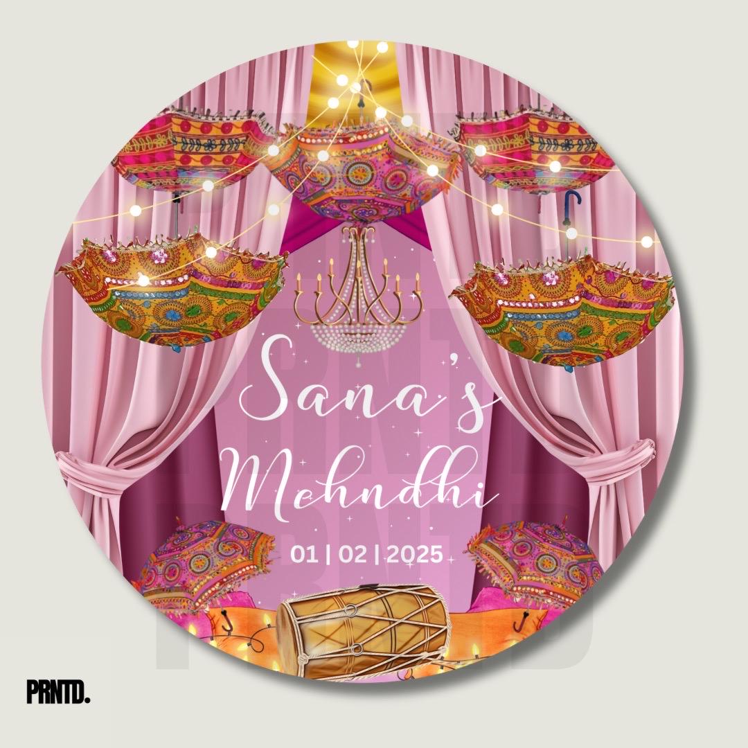 Personalised, Customised, Resizable Circular Mehndi, Dholki, Wedding ...