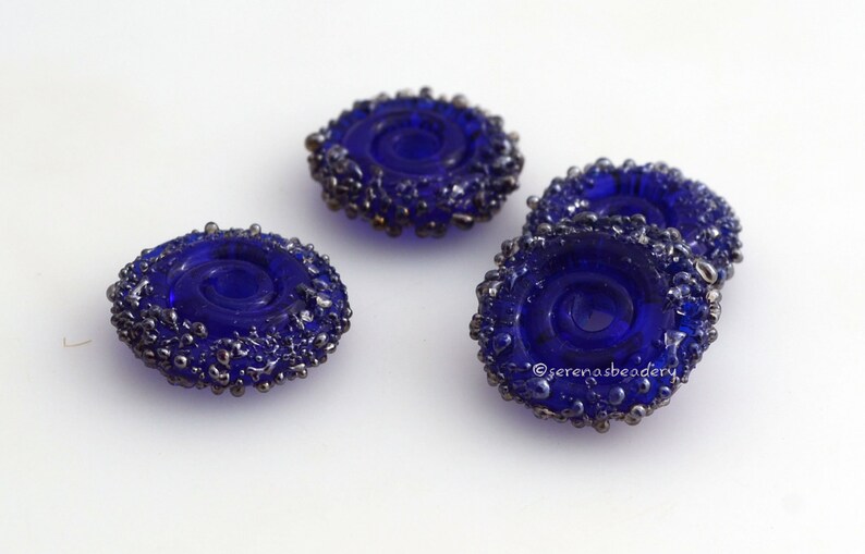Cobalt Blue Luster Sugar Wavy Disks Lampwork Glass Beads | Etsy