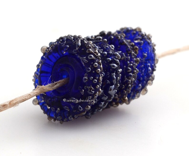 Cobalt Blue Luster Sugar Wavy Disks Lampwork Glass Beads | Etsy