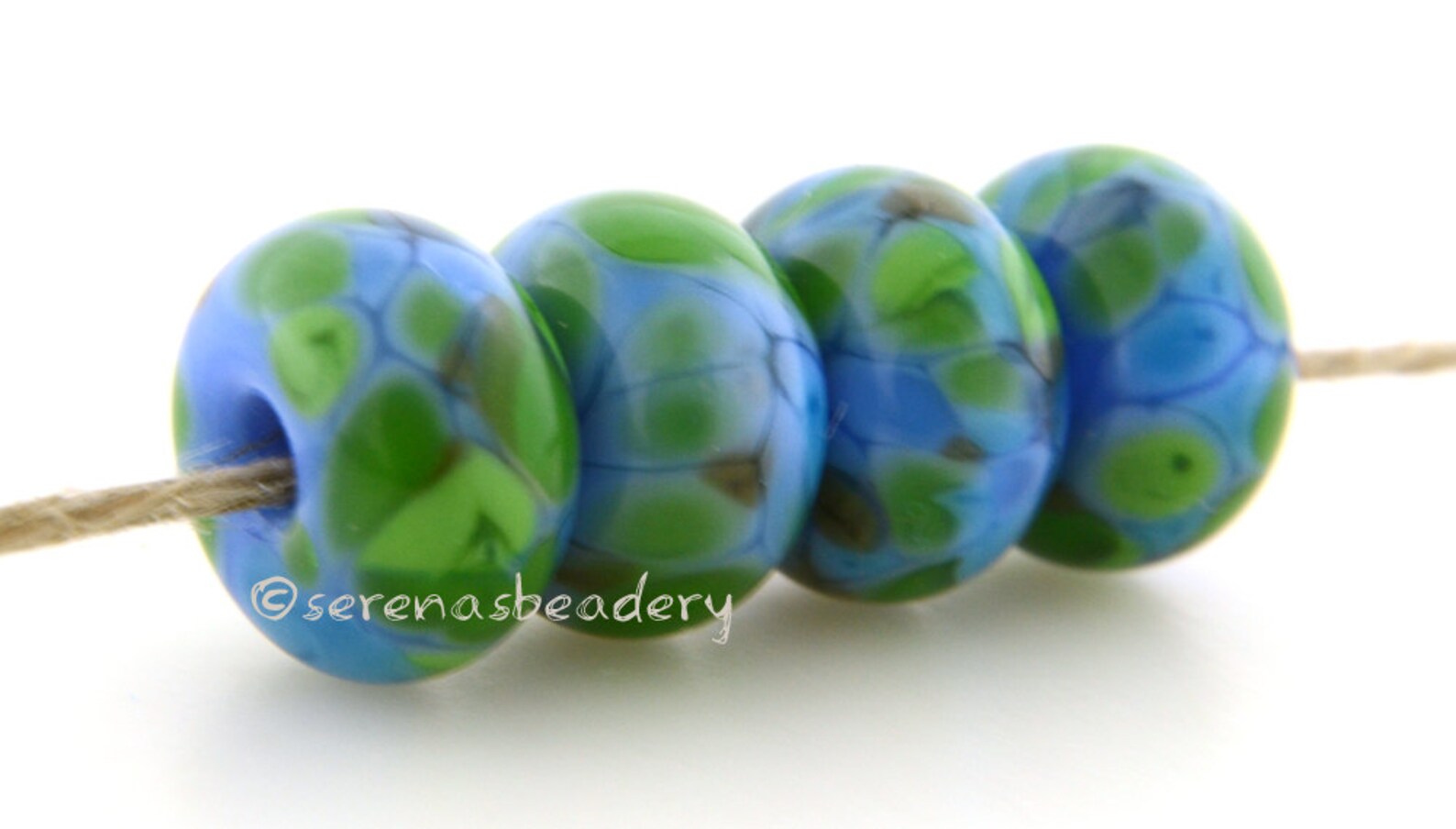 Handmade Lampwork Glass Bead Set - LEAPING WATER - TANERES - Glossy or ...