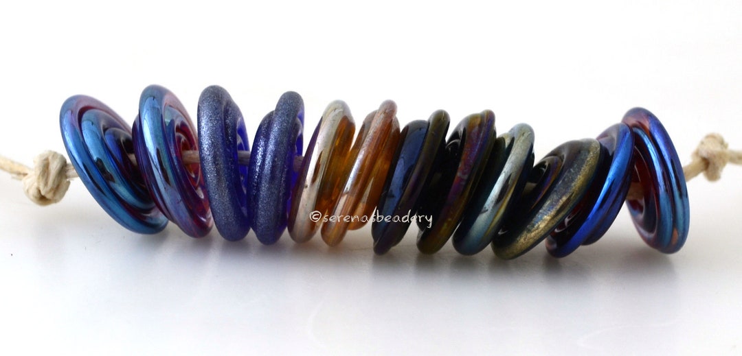 SILVER LUSTER Wavy Disk Set Metallic Iris Blue Gold - Etsy