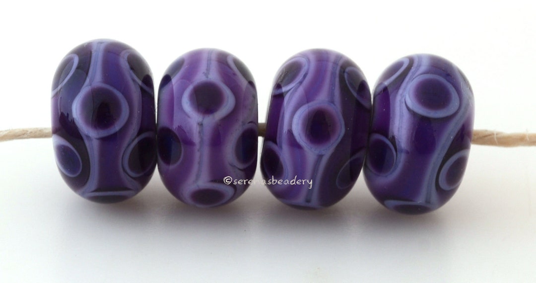 PURPLE SUPER Dots Lampwork Bead Set Handmade Glass - Taneres Sra ...