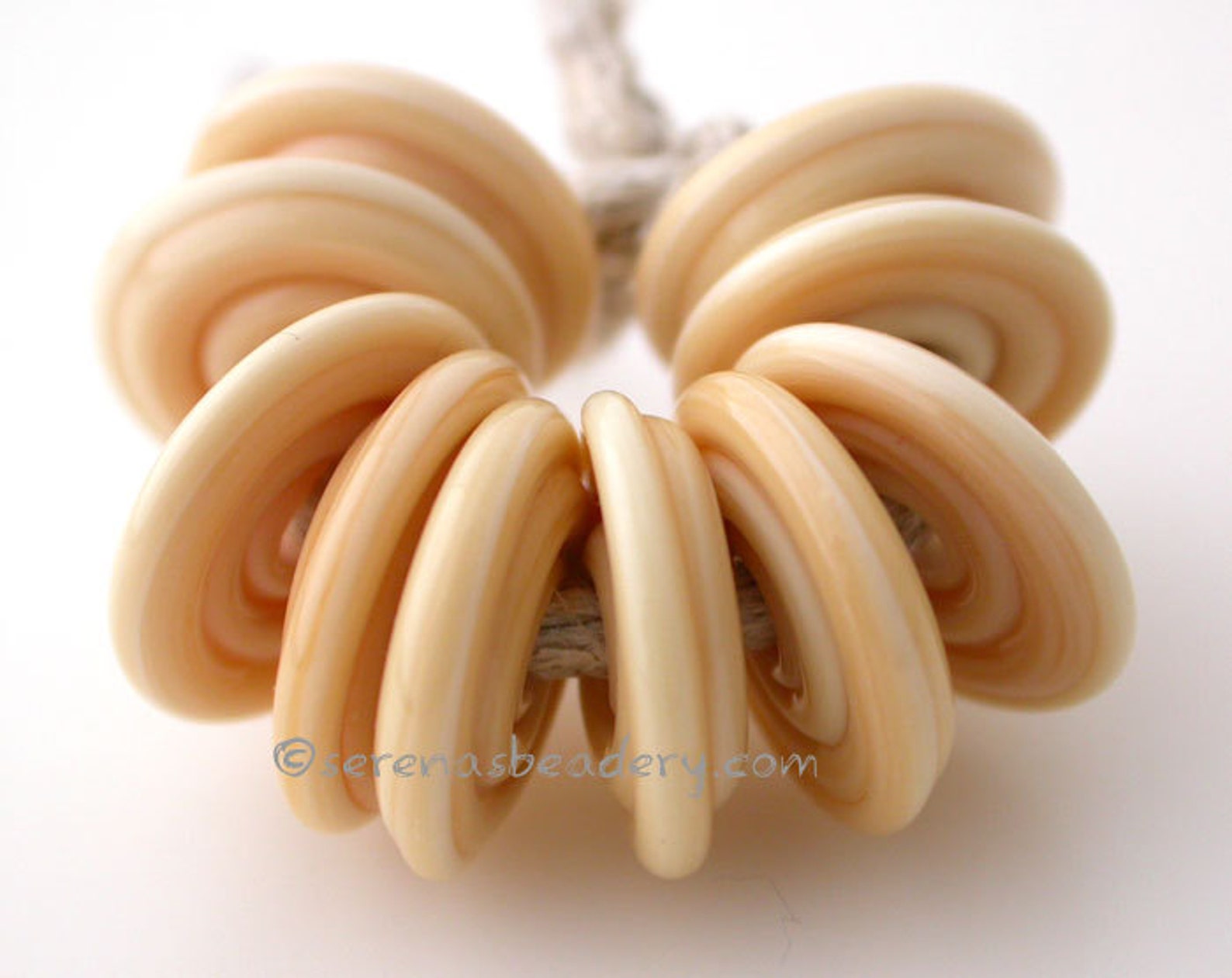 DARK IVORY Wavy Disks Lampwork Glass Beads - TANERES - Glass Lampwork ...