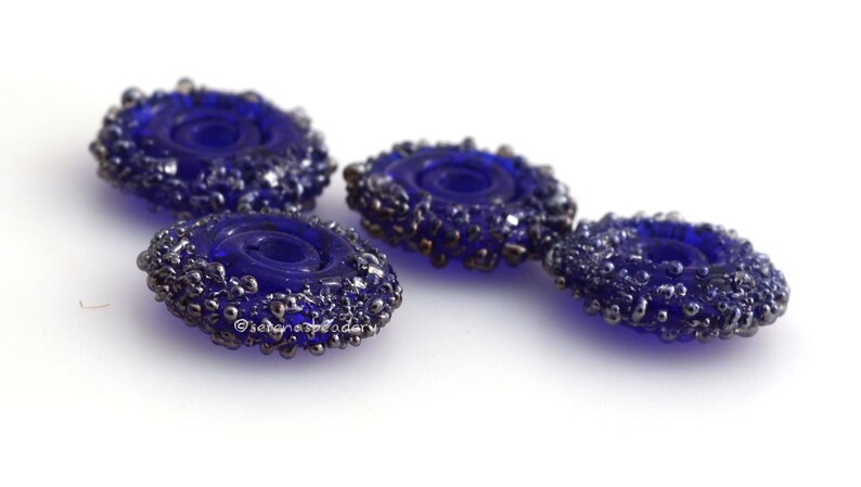 Cobalt Blue Luster Sugar Wavy Disks Lampwork Glass Beads | Etsy