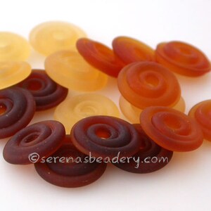 Lampwork Glass Disc Beads - AMBER TRIO Brown - Glossy or Matte Wavy ...
