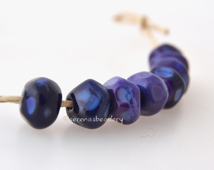 8 DEEP PURPLE Nugget Rocks Lampwork Glass Beads Tiny Handmade - Etsy