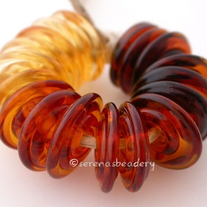 Lampwork Glass Disc Beads - AMBER TRIO Brown - Glossy or Matte Wavy ...