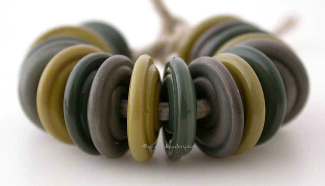 DUSKY GREEN TRIO Wavy Disk Set Wasabi Olive and Copper - Etsy