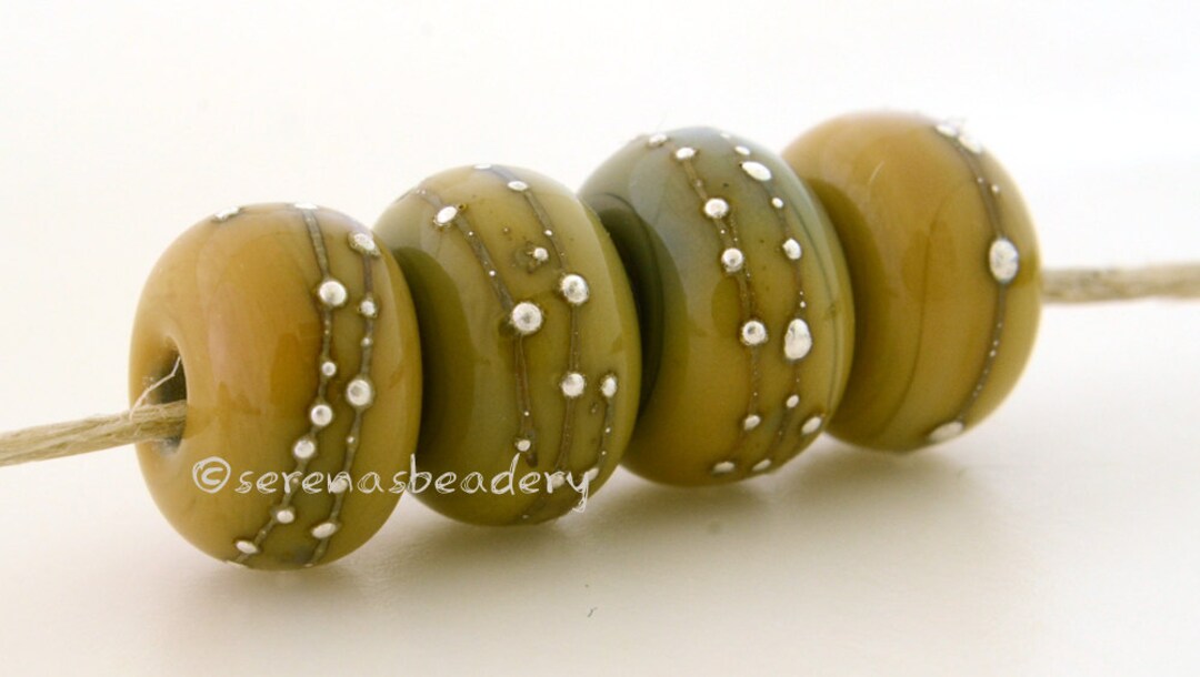 Fine Silver Wire Dots STONE GROUND Yellow - Handmade Lampwork Glass ...