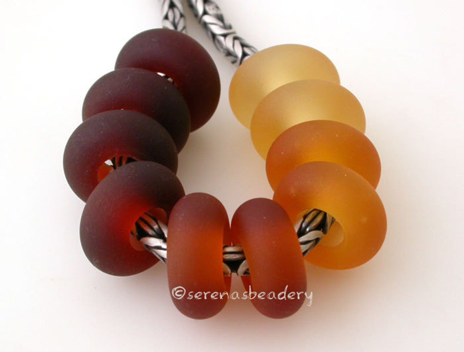 Transparent AMBER Matte Pair European Style Lampwork Glass | Etsy