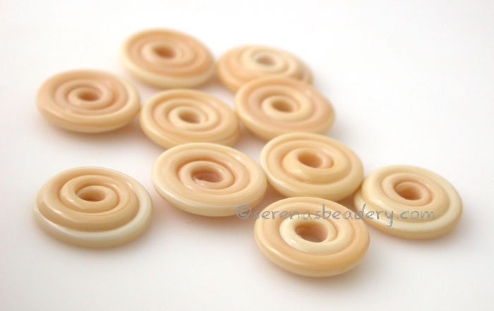 DARK IVORY Wavy Disks Lampwork Glass Beads - TANERES - Glass Lampwork ...