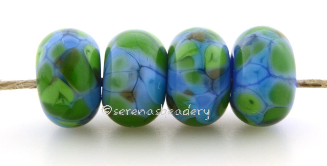 Handmade Lampwork Glass Bead Set - LEAPING WATER - TANERES - Glossy or ...