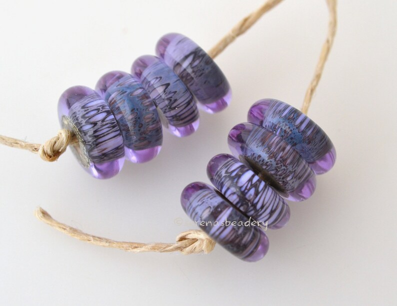 Lampwork Glass Disc Beads MYSTICAL LAVENDER flat disks | Etsy