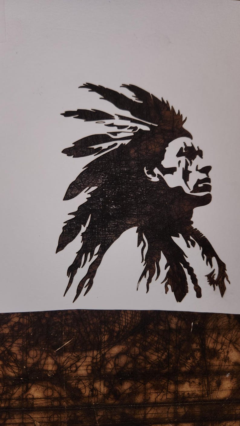 Native American Silhouette Stencil – Chief Headdress Wall Art – 11x14 ...