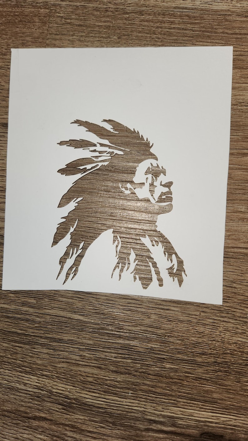 Native American Silhouette Stencil – Chief Headdress Wall Art – 11x14 ...