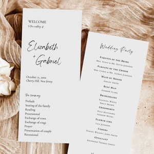 Modern Wedding Program Template, Minimalist Order of Service, Printable ...