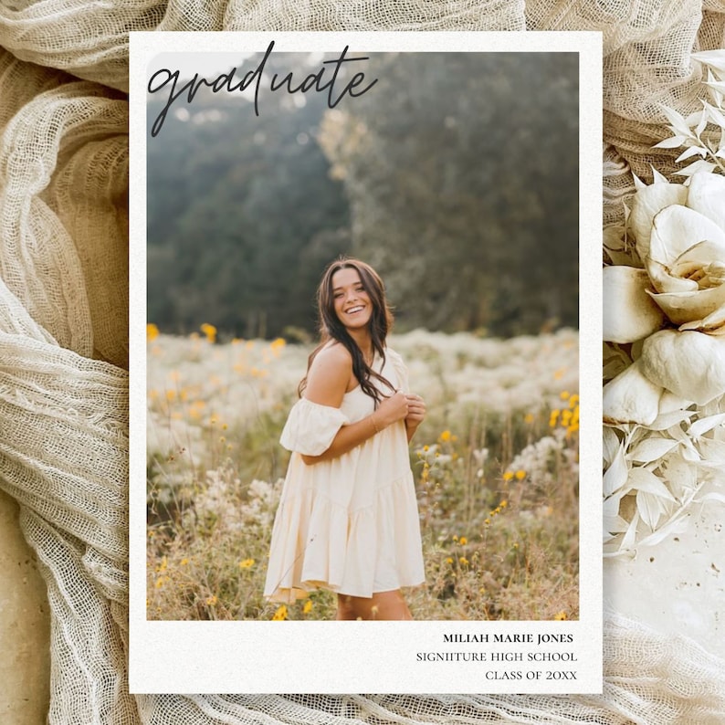 Boho Graduation Announcement Card, Editable Graduation Party Invite ...