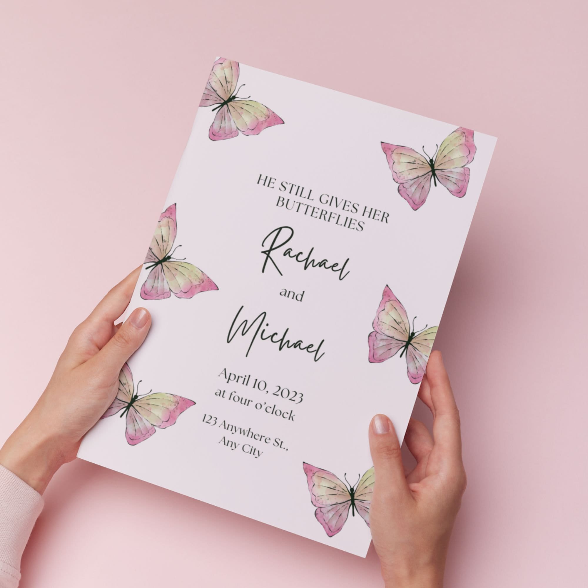 Butterfly Wedding Invitation Template, Spring Summer Wedding ...