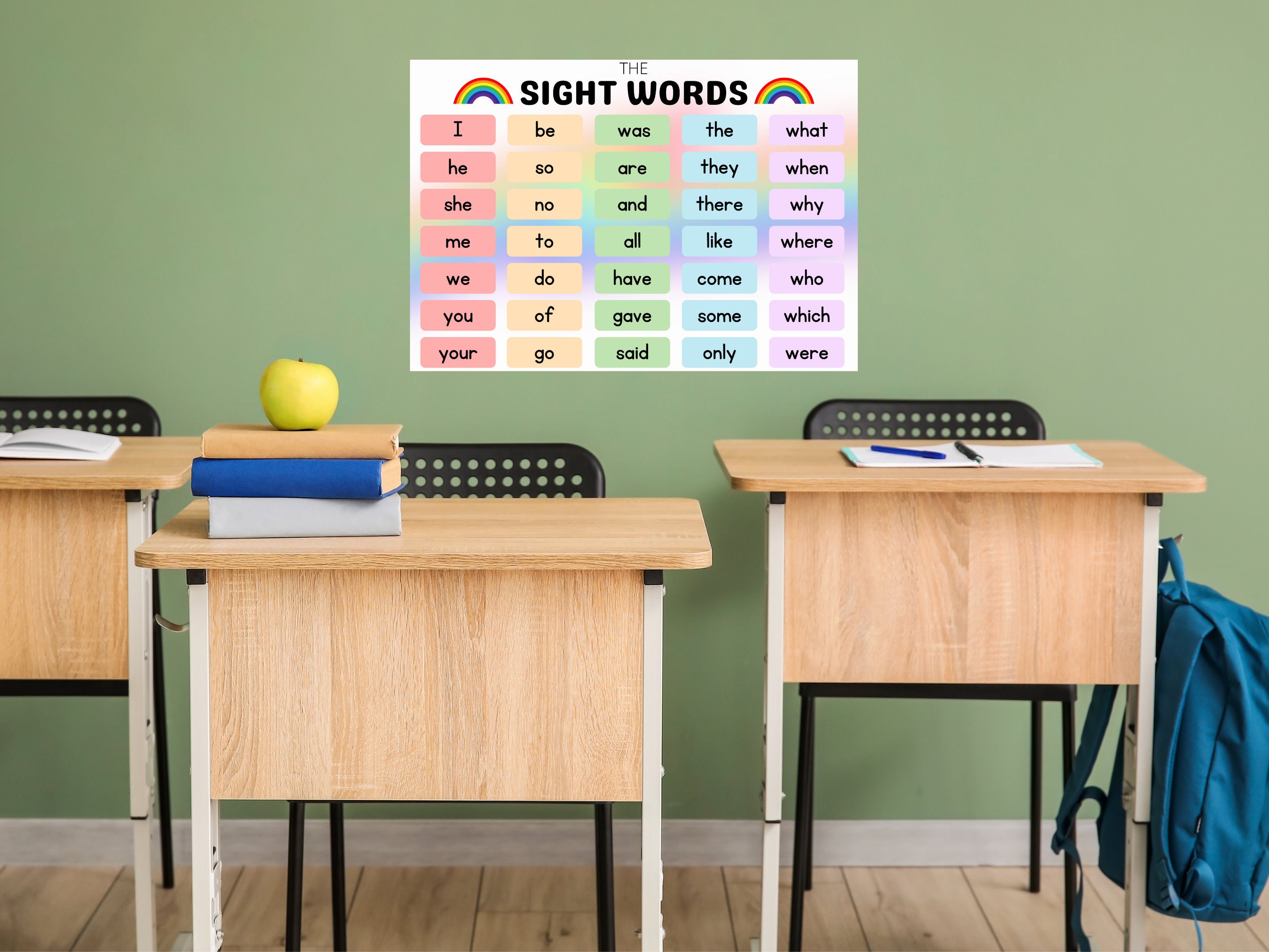 Rainbow Sight Words Educational Poster Printable Early Learning Tool ...
