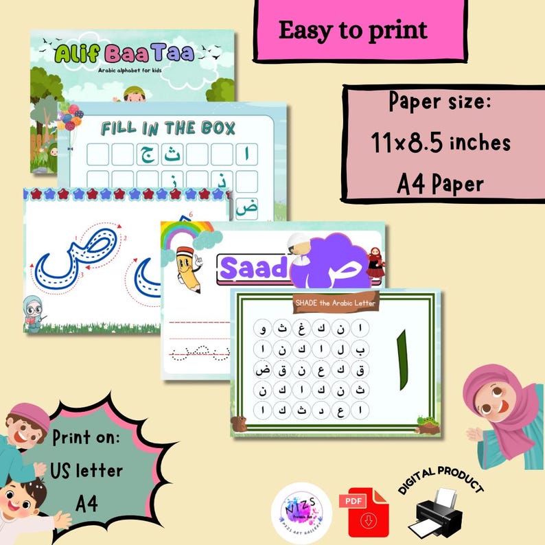 Arabic Alphabet Worksheets: Quran Tajweed, Homeschool (77 Pages/a4 ...