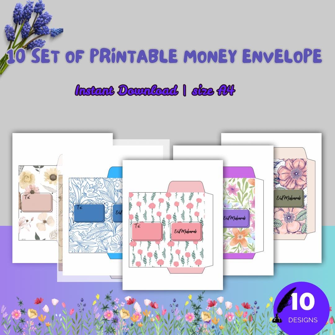 DIY Money Envelope/printable Pocket Money Envelope/sampul Duit Raya/10 ...
