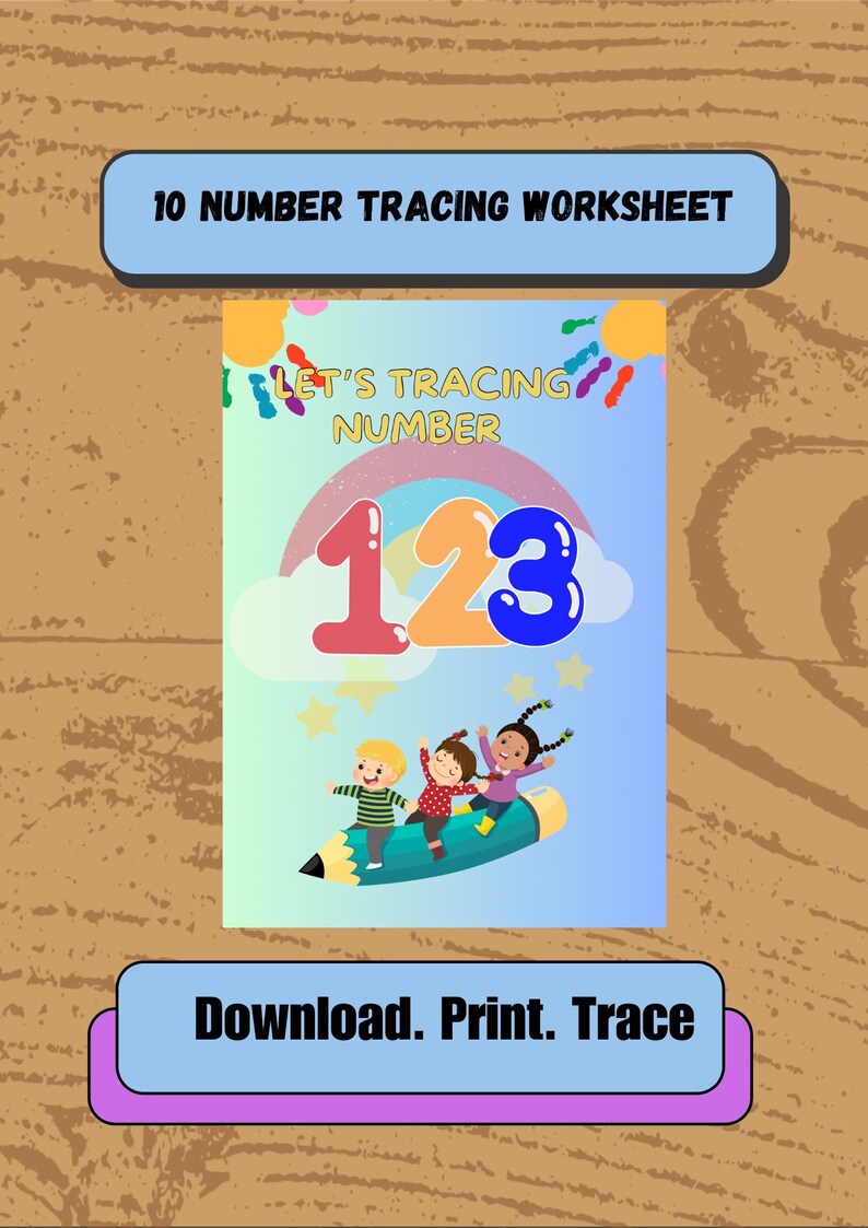 Number Tracing 1-10 Worksheet: Preschool Handwriting Practice (PDF ...