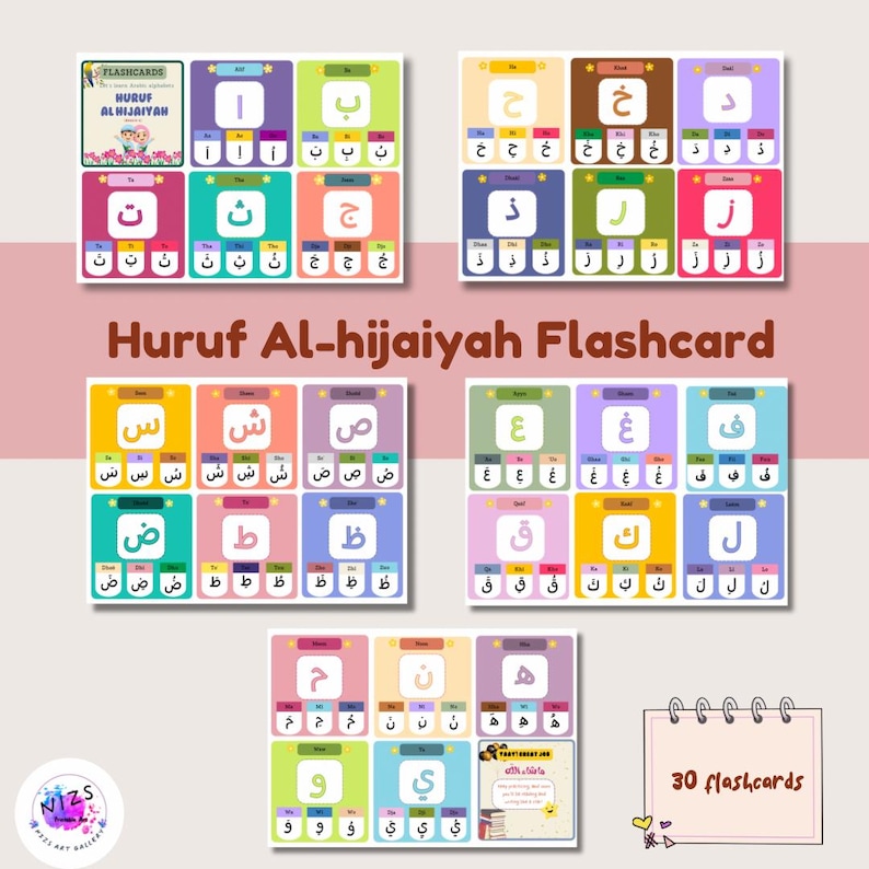 Flashcard Huruf Al-hijaiyyah for Muslim Kids/arabic Alphabet Letter ...